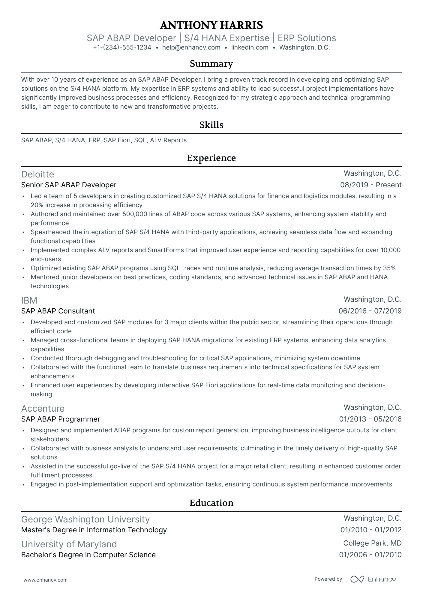 10 SAP ABAP Developer Resume Examples & Guide for 2026