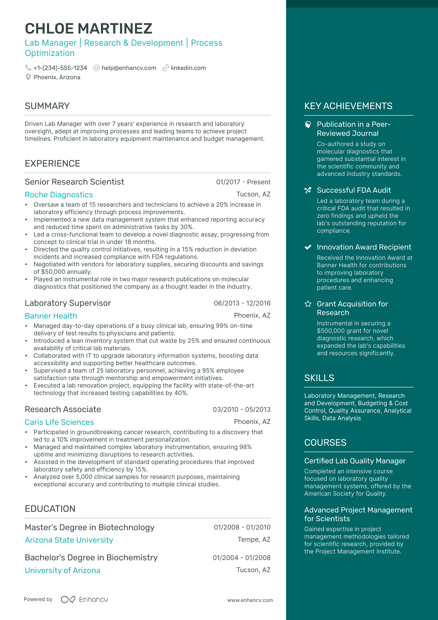10 Lab Manager Resume Examples & Guide for 2026