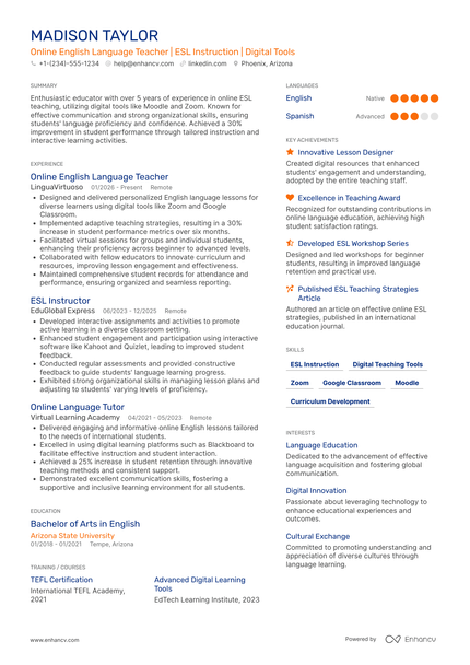 17 Online Teacher Resume Examples & Guide for 2026