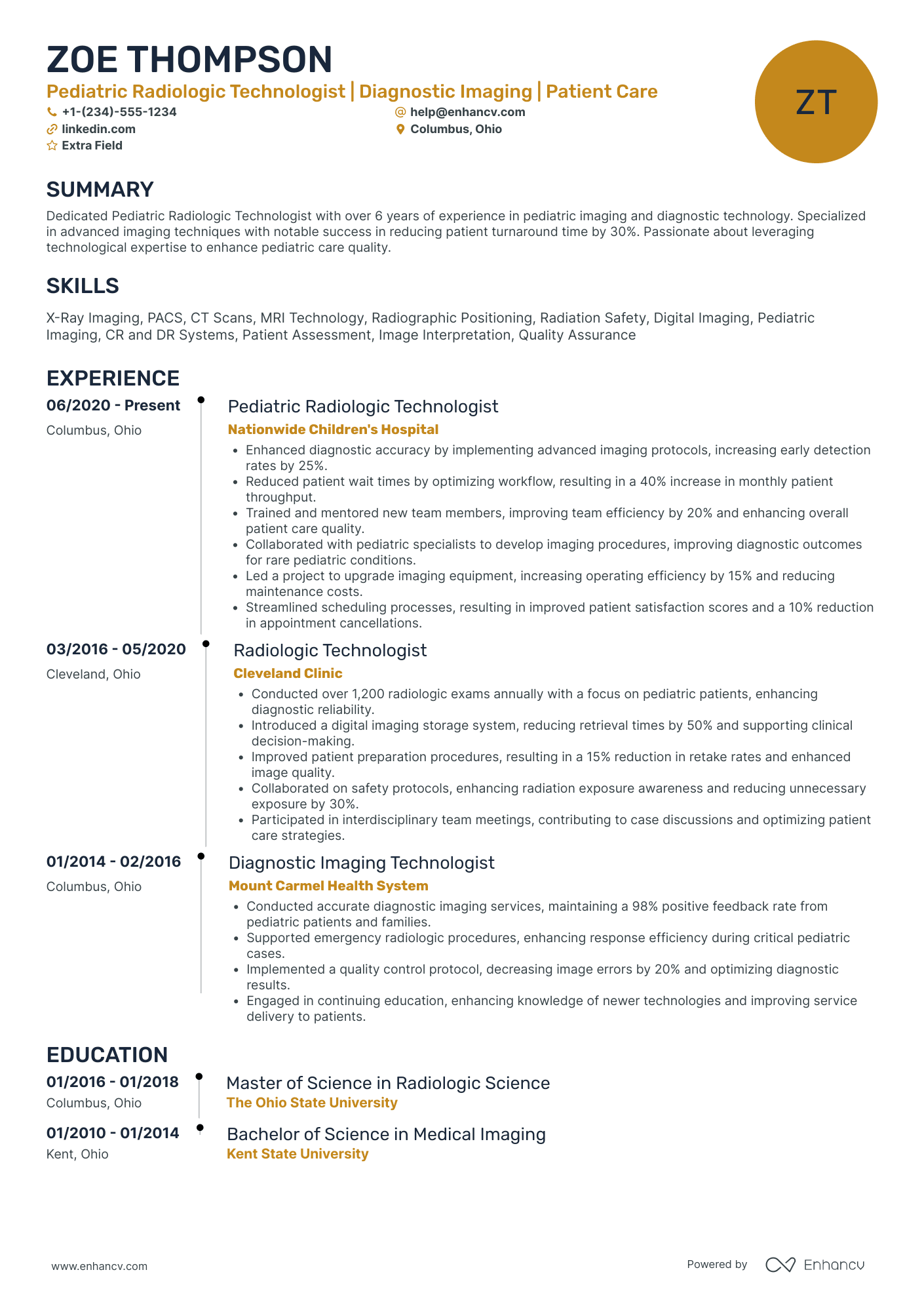 15 Radiologic Technologist Resume Examples & Guide for 2025