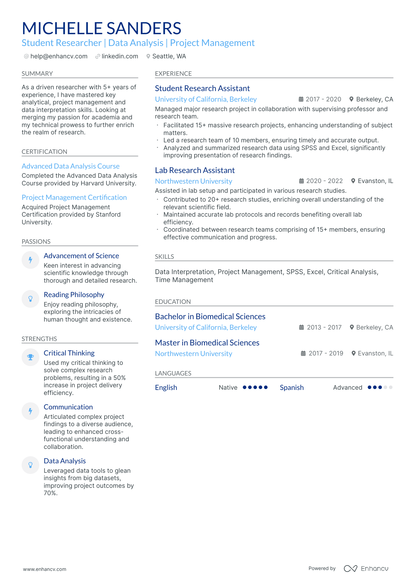 10 Student Researcher Resume Examples & Guide for 2026