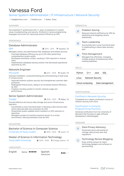 5 Senior System Administrator Resume Examples & Guide for 2024