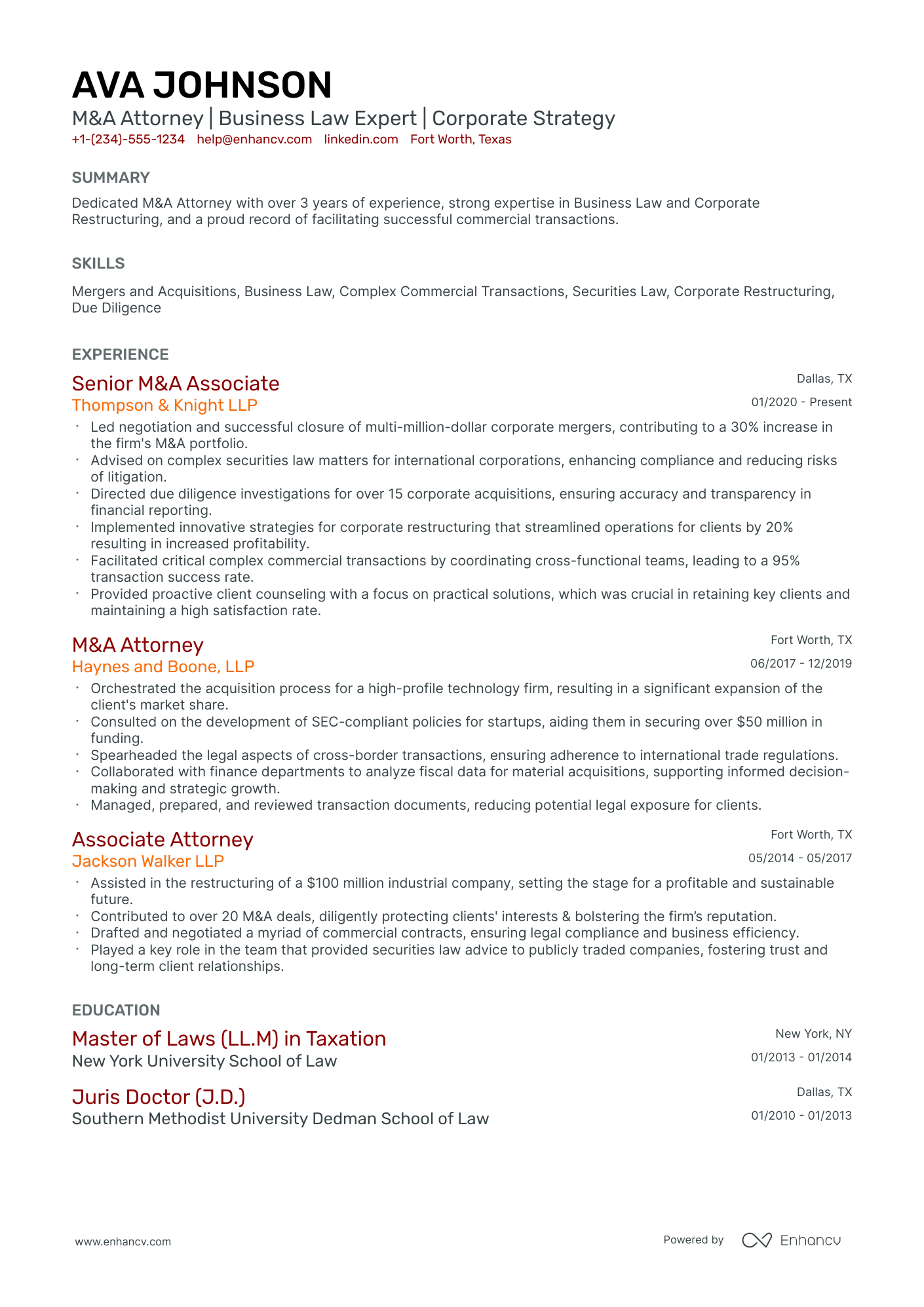 10 M&A Lawyer Resume Examples & Guide for 2026