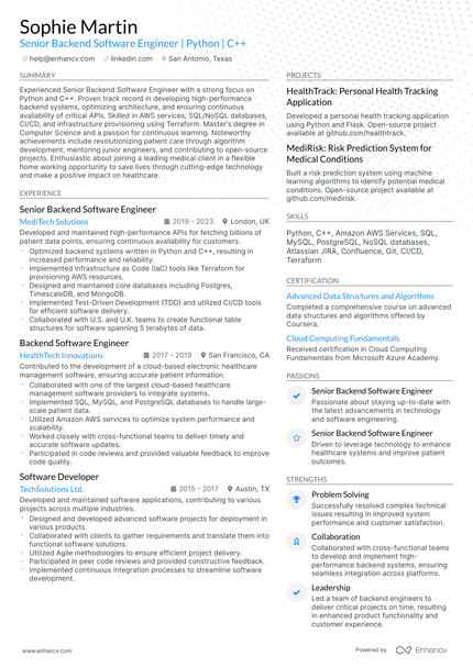 10 Backend Engineer Resume Examples & Guide for 2025