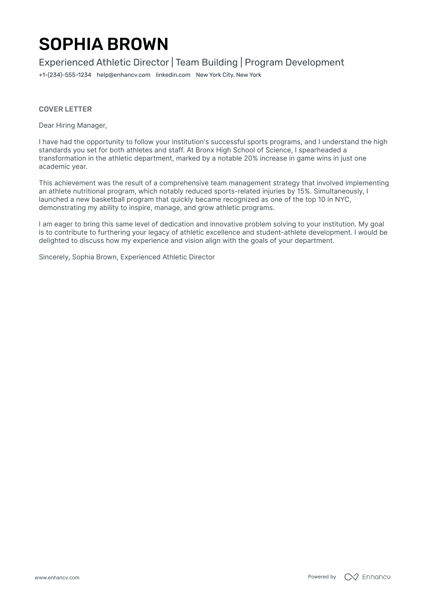 6 Professional Athlete Cover Letter Examples and Template for 2024 ...