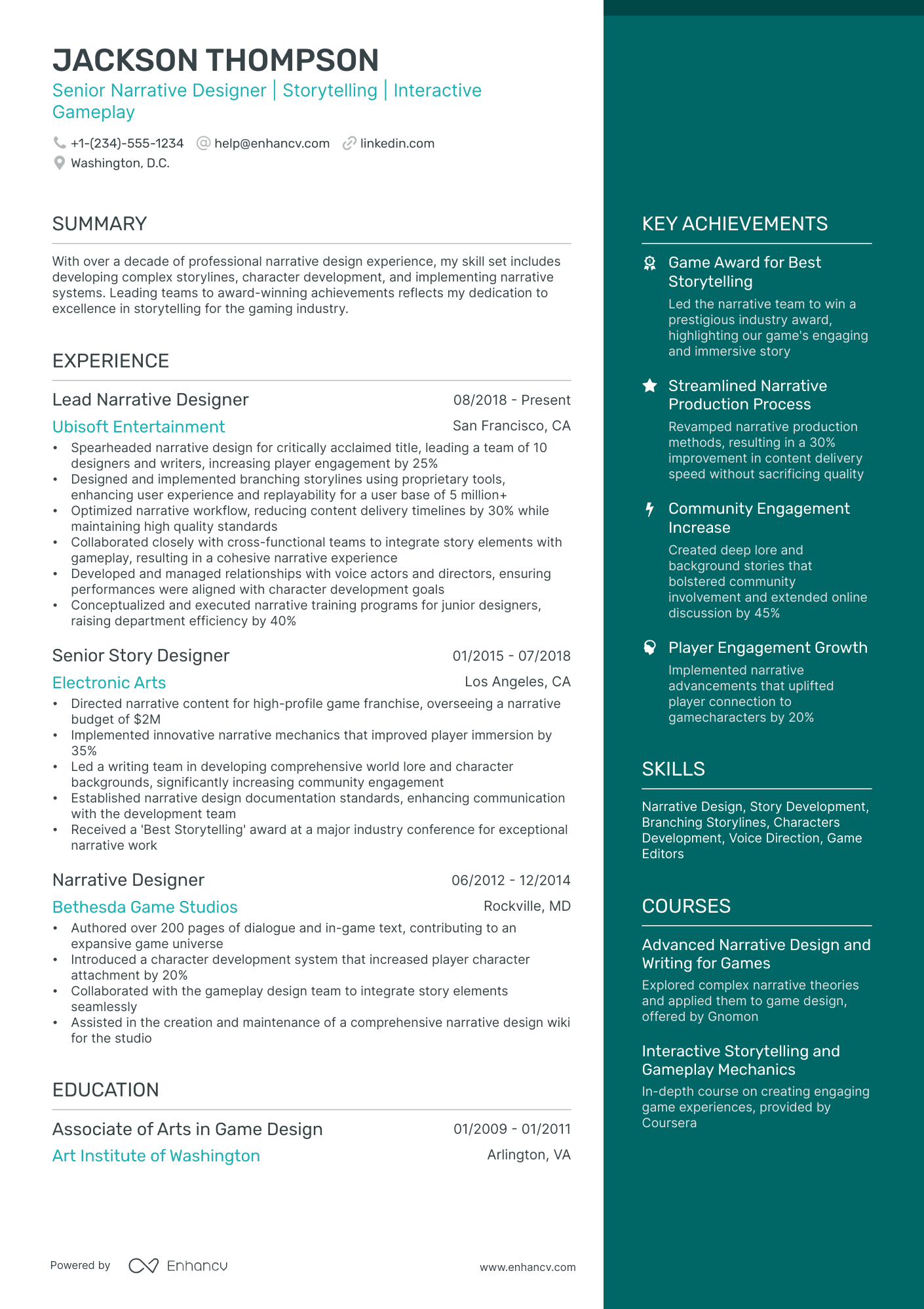 10 Narrative Designer Resume Examples, Templates & Guide for 2025