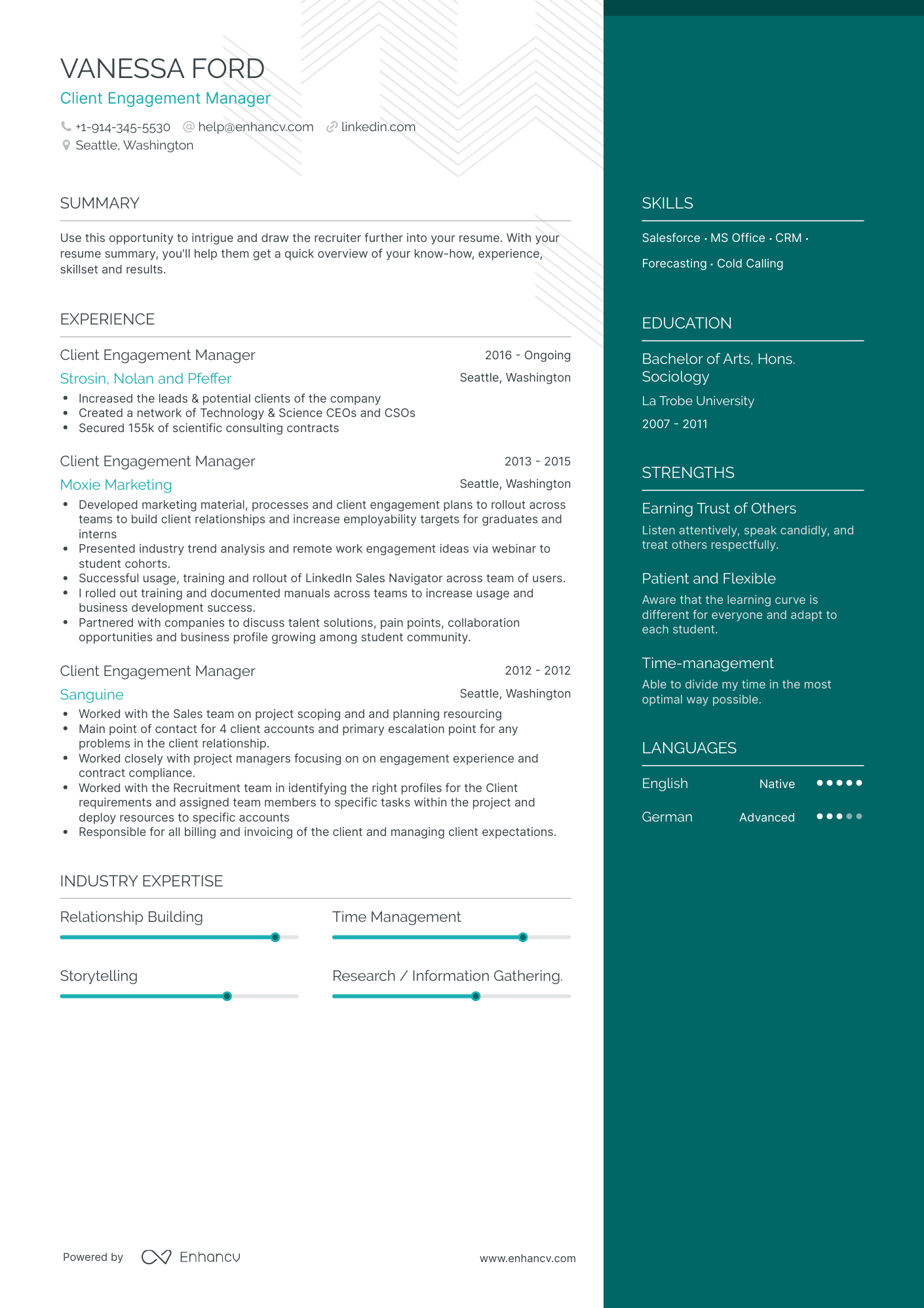 Client Engagement Manager Resume Examples & Guide for 2023 (Layout ...