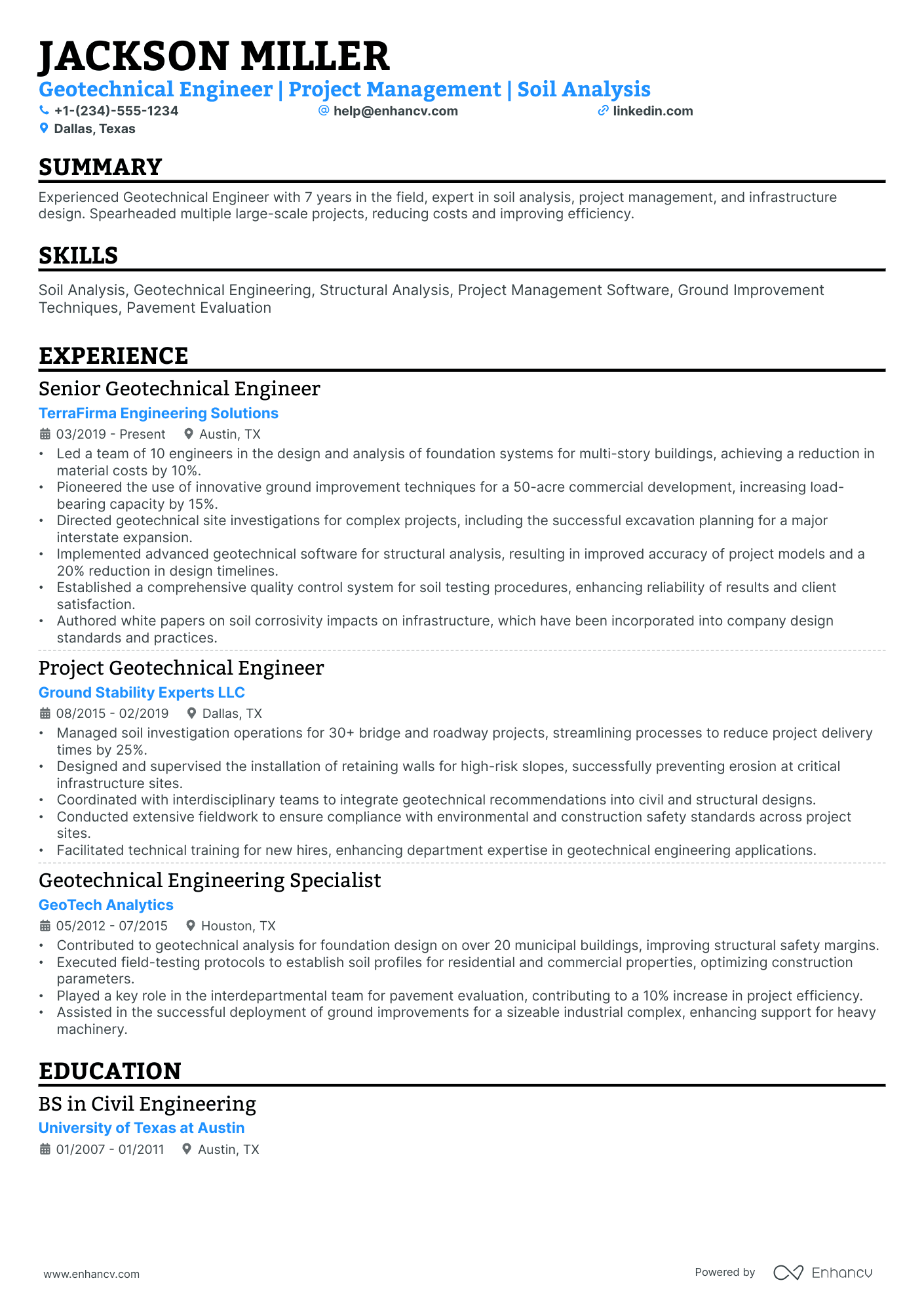 10 Geotechnical Engineering Resume Examples & Guide for 2026