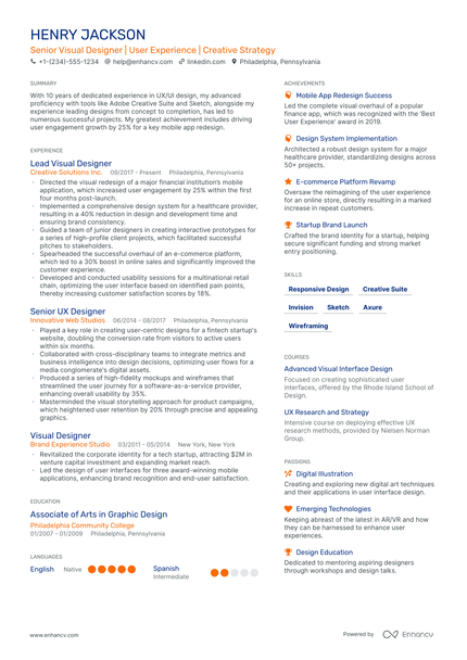 5 Visual Designer Resume Examples & Guide for 2024