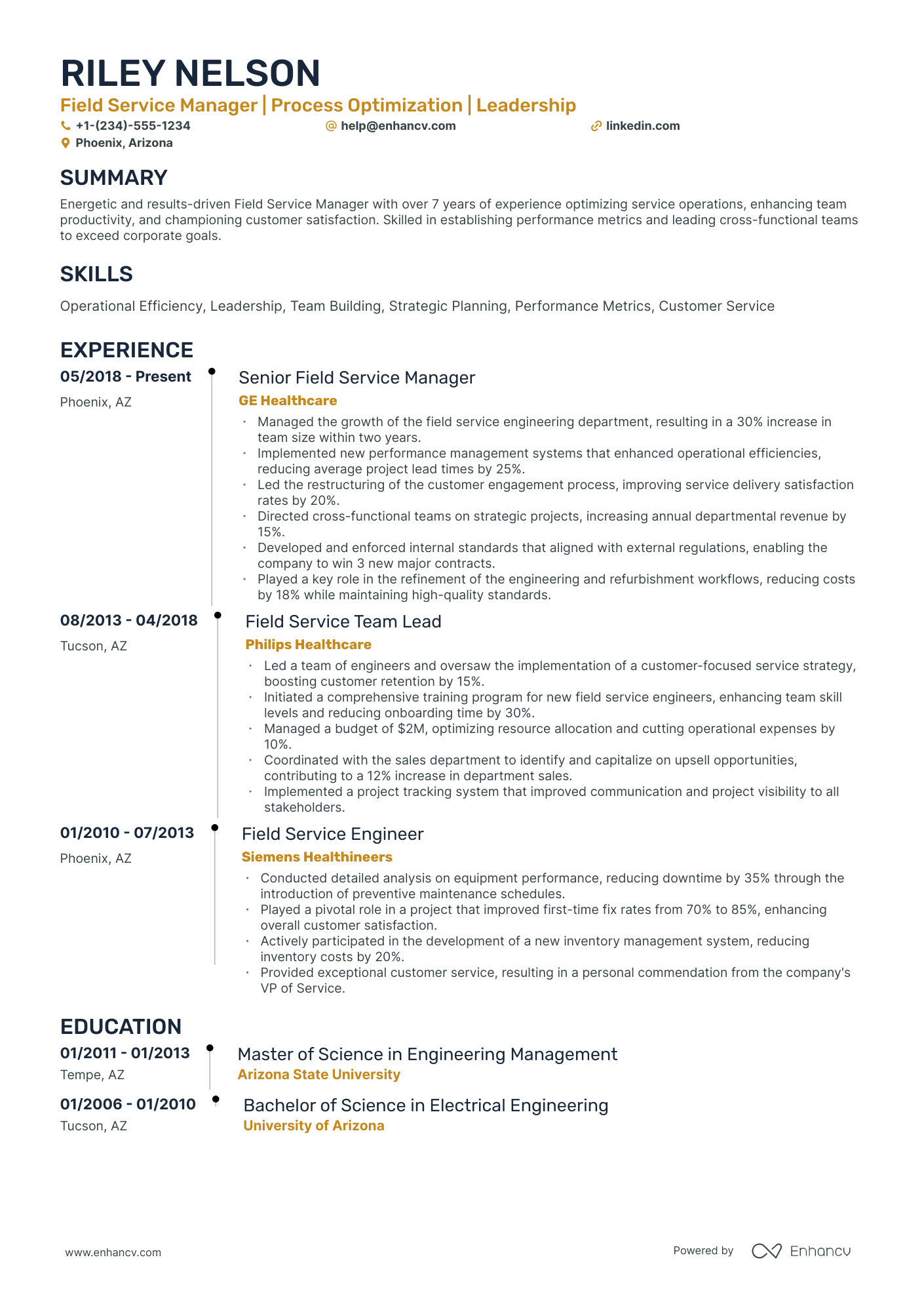 10 Field Service Manager Resume Examples & Guide for 2026