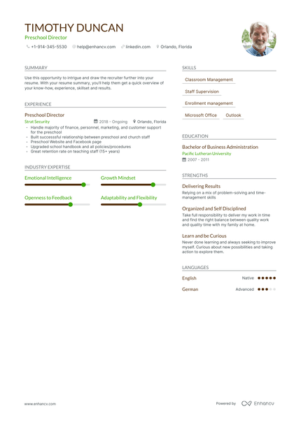 Preschool Director Resume Examples & Guide for 2023 (Layout, Skills ...