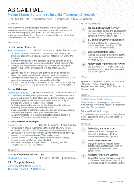 10 Ecommerce Product Manager Resume Examples & Guide for 2026