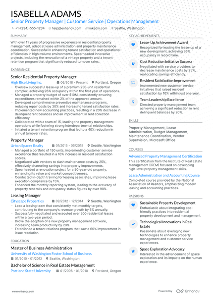 10 Residential Property Manager Resume Examples & Guide for 2026