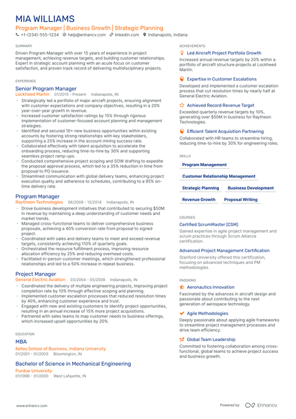 5 Aerospace Program Manager Resume Examples & Guide for 2024