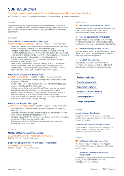 5 Healthcare Operations Manager Resume Examples & Guide for 2024