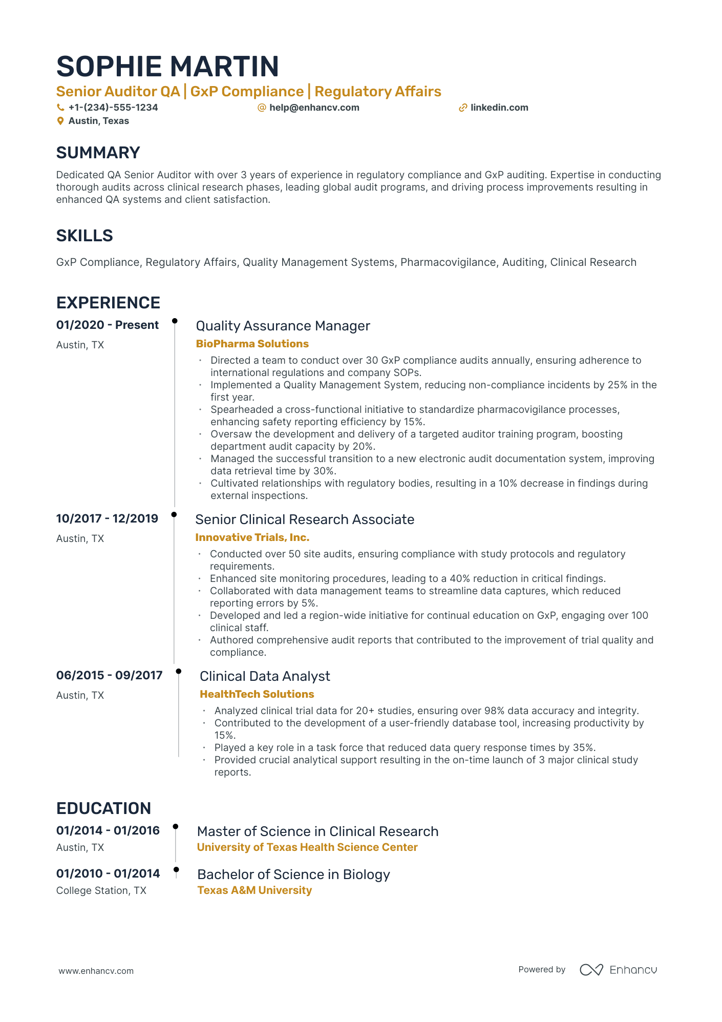 10 Quality Assurance Auditor Resume Examples & Guide for 2026