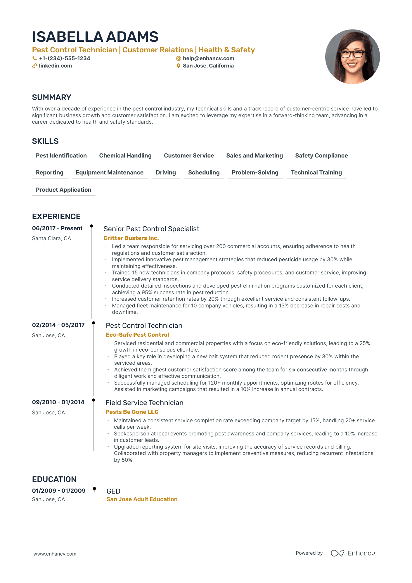 5 Pest Control Resume Examples & Guide for 2024