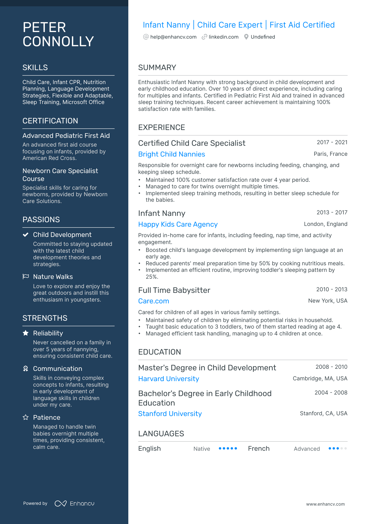 10 Infant Nanny Resume Examples & Guide for 2026