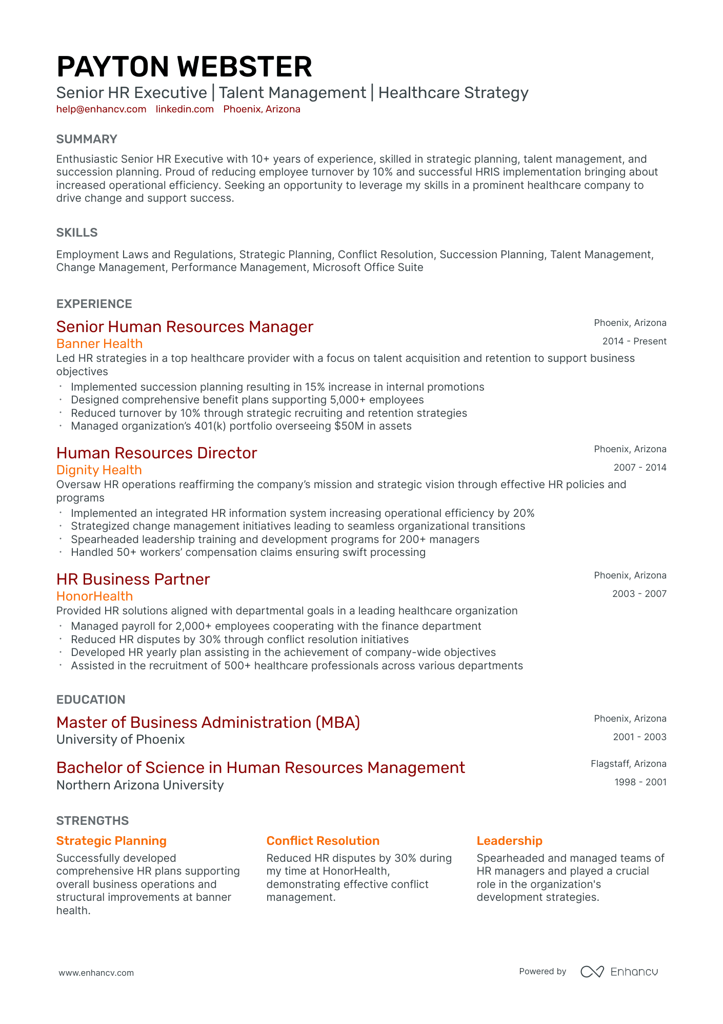 10 Chief Human Resources Officer Resume Examples & Guide for 2025