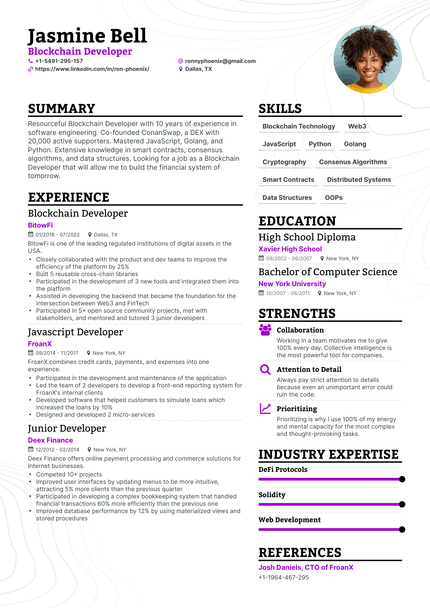 5 Blockchain Developer Resume Examples & Guide for 2024