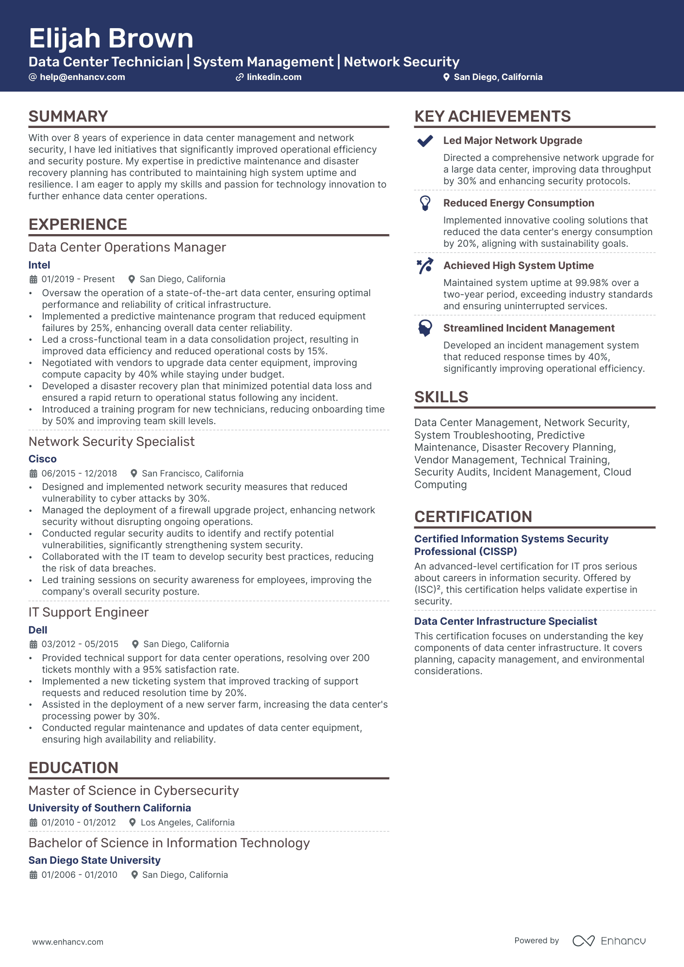 6 Data Center Technician Resume Examples & Guide for 2025
