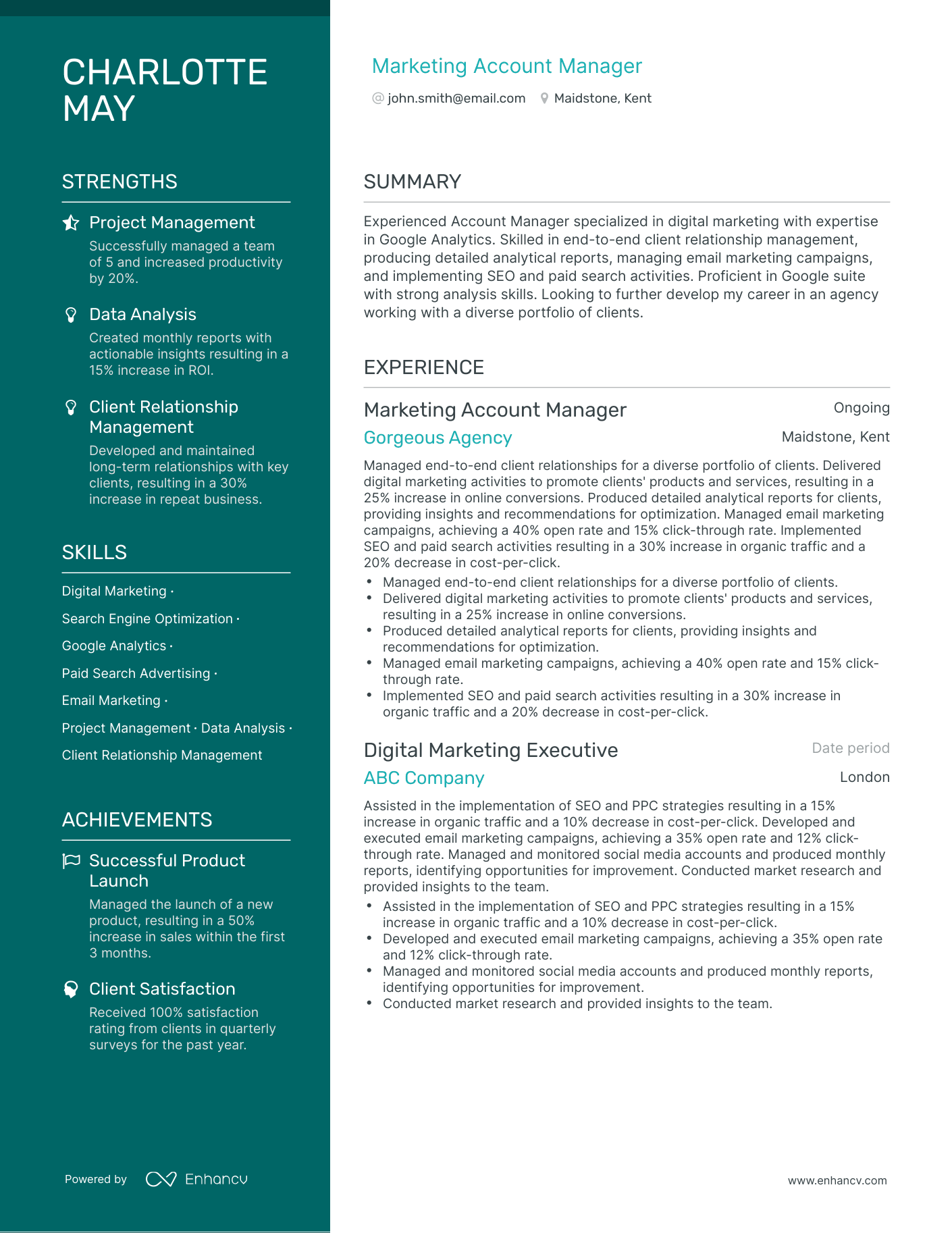 5 Marketing Account Manager Resume Examples & Guide for 2024