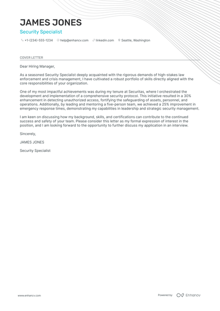 Security Officer Cover Letter Examples for 2026 | Enhancv
