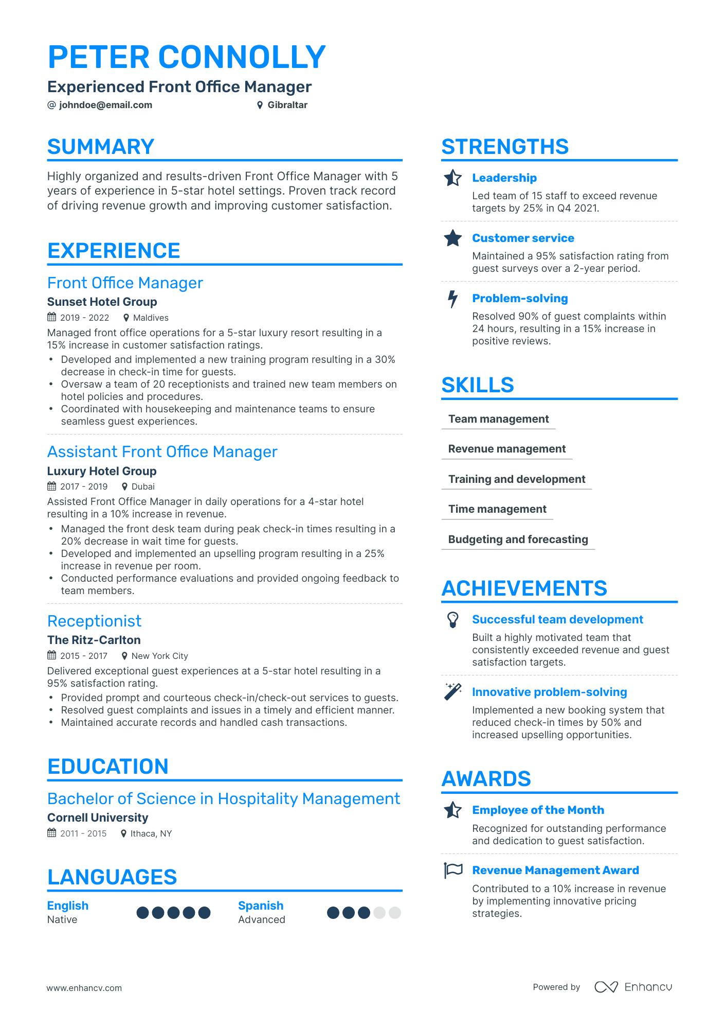 5 Front Office Manager Resume Examples & Guide for 2024