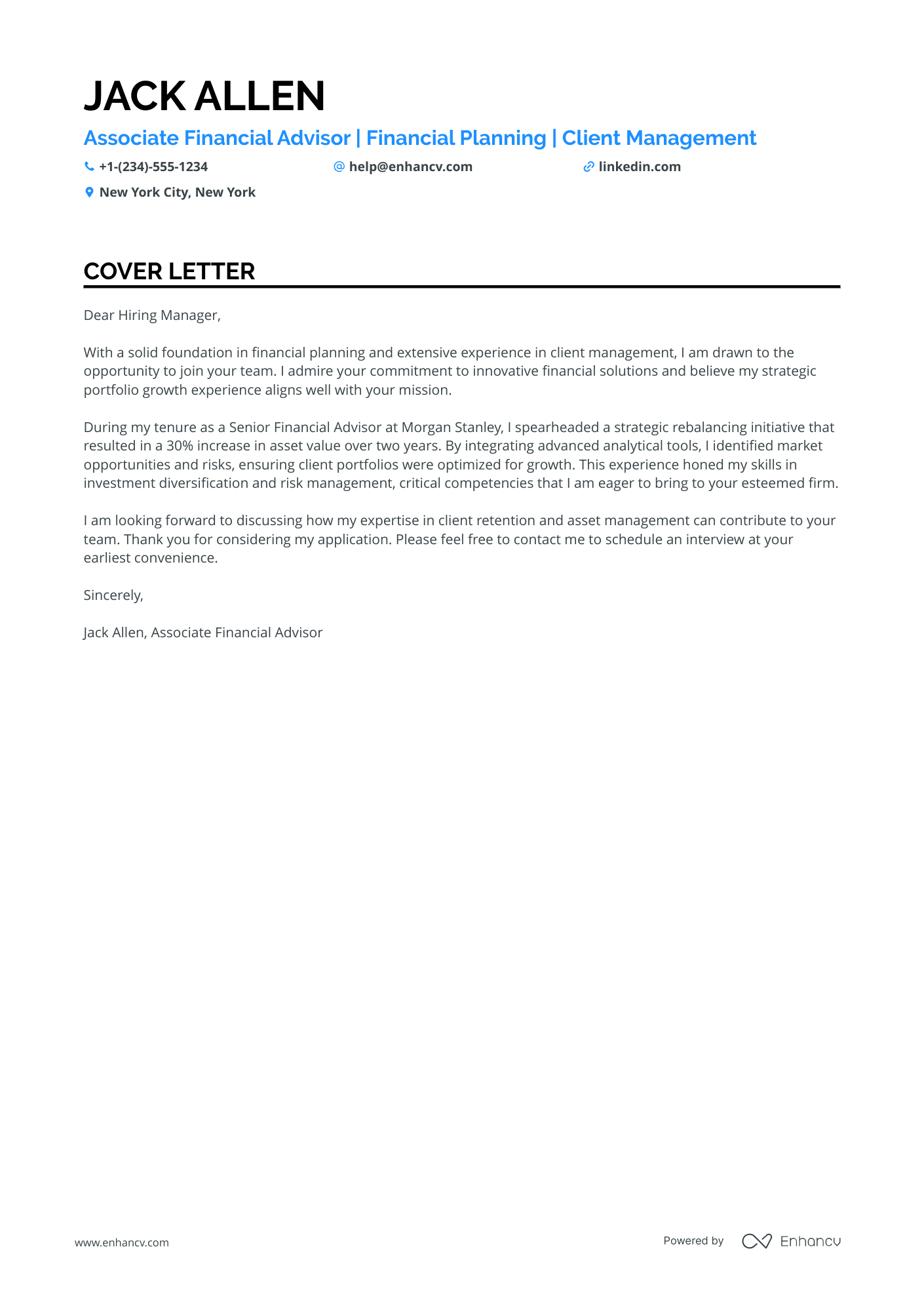 5 Professional Financial Advisor Cover Letter Examples and Template for ...