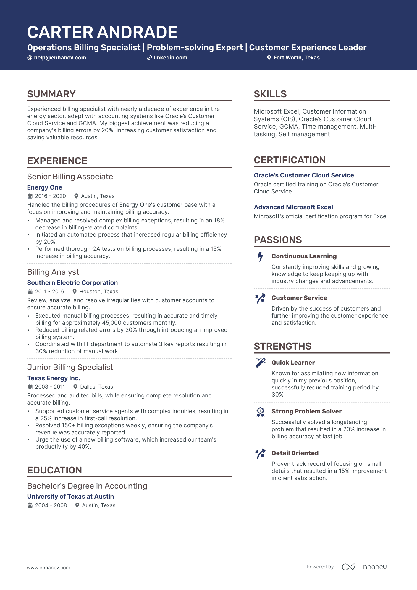 10 Billing Specialist Resume Examples & Guide for 2026