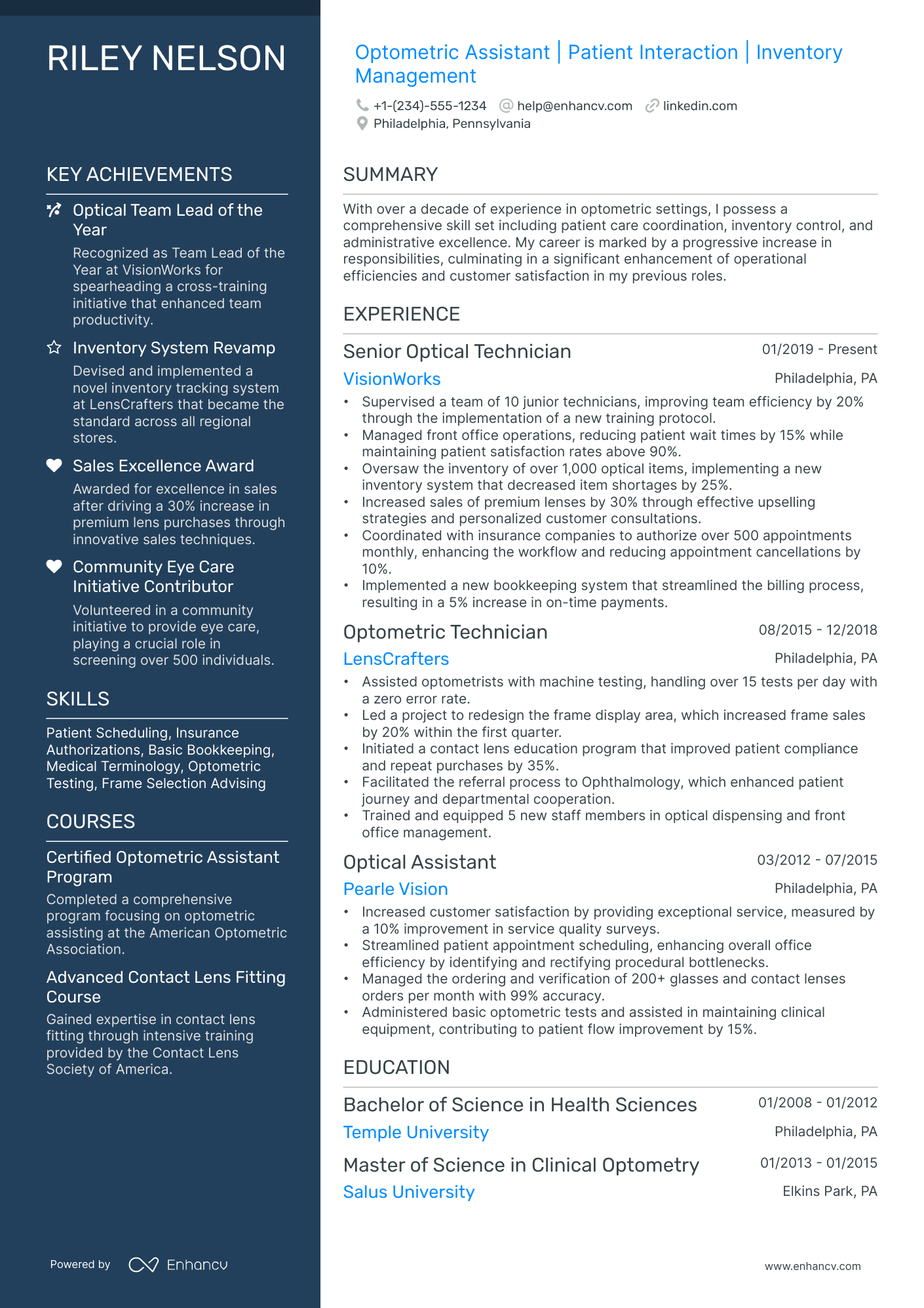 10 Optometrist Resume Examples, Templates & Guide for 2026