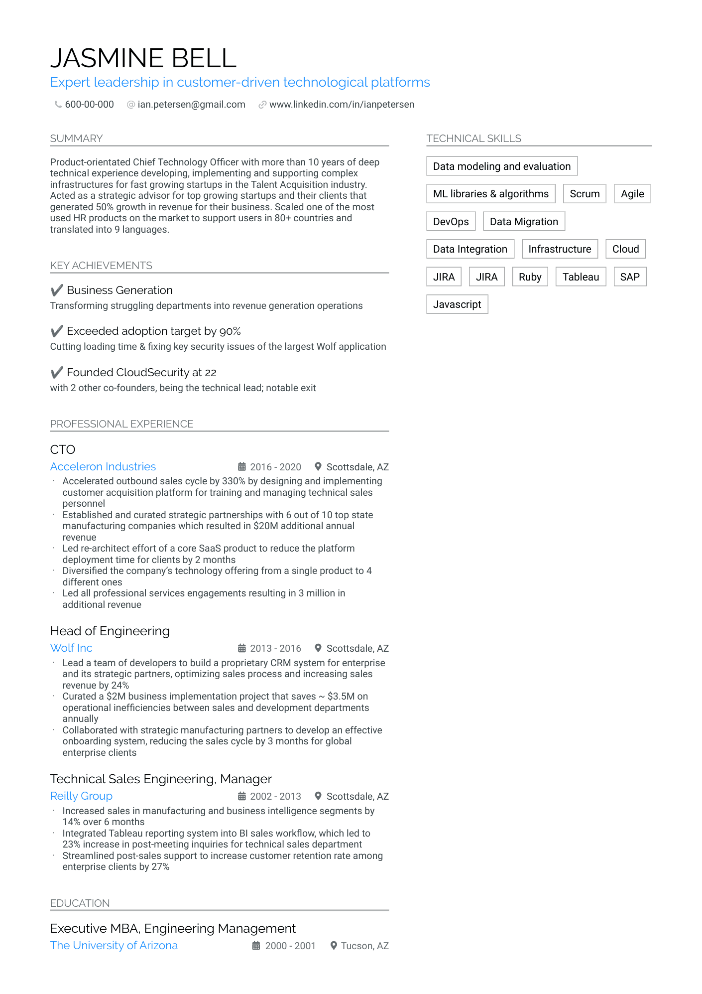 5 CTO Resume Examples & Guide for 2024
