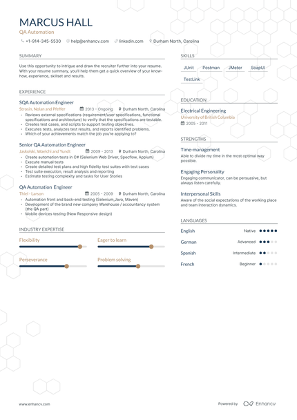 QA Automation Resume Examples & Guide for 2023 (Layout, Skills ...