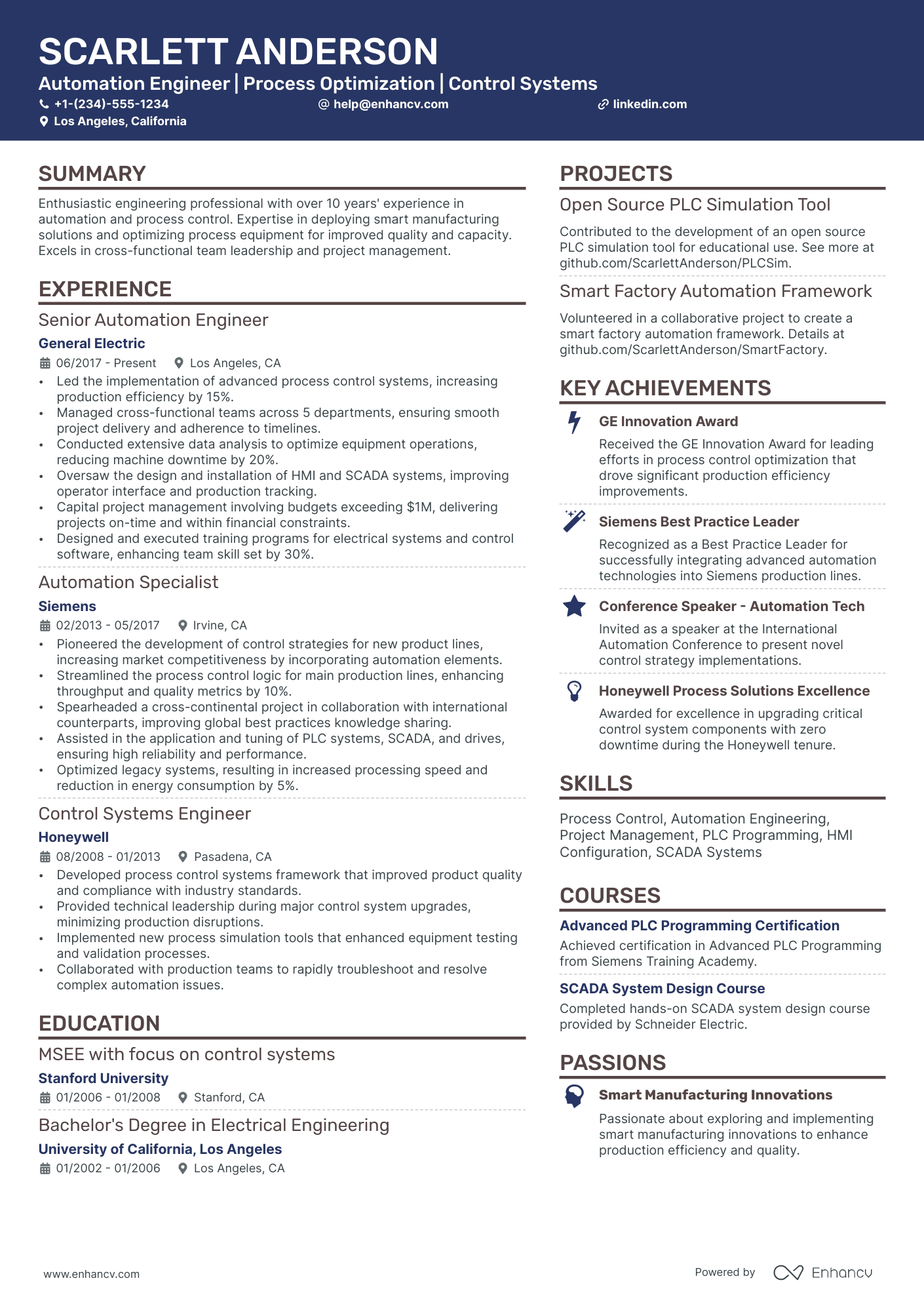 10 Control Systems Engineer Resume Examples & Guide for 2025