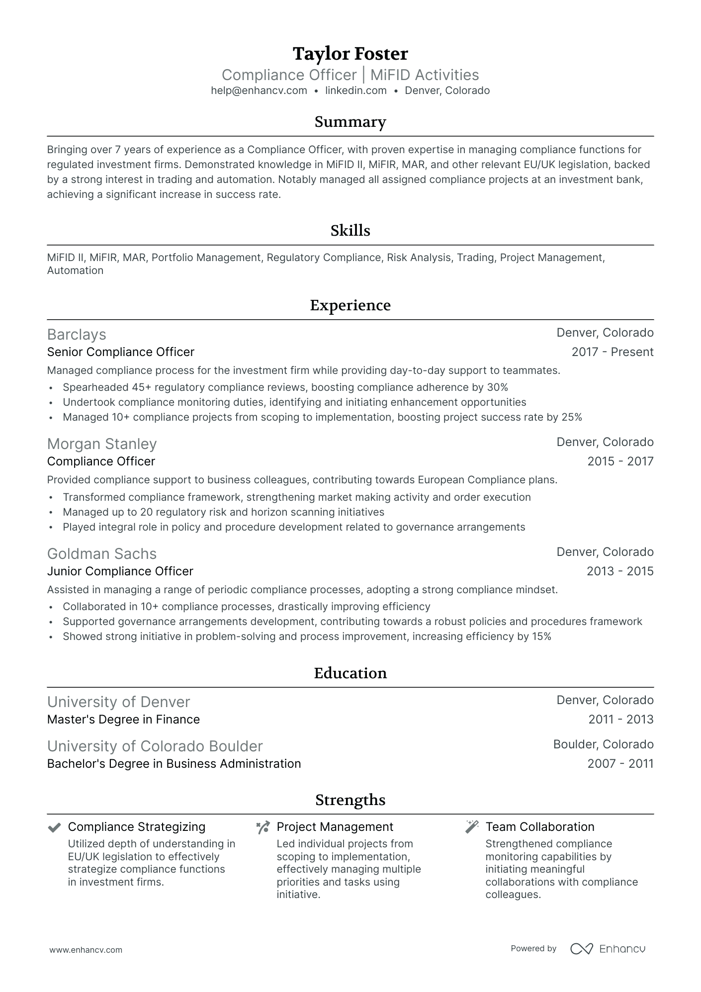 10 Compliance Officer Resume Examples & Guide for 2025