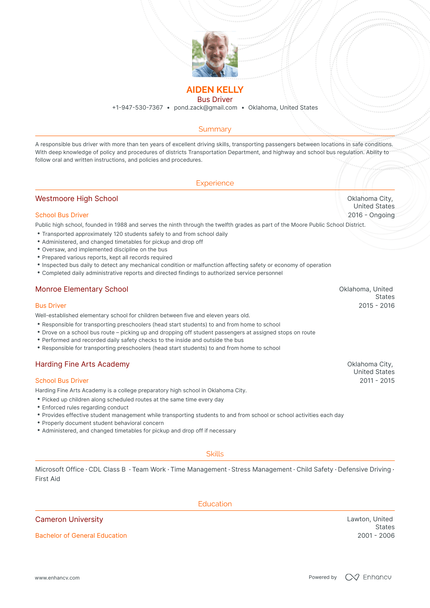 School Bus Driver Resume Examples & Guide for 2023 (Layout, Skills ...