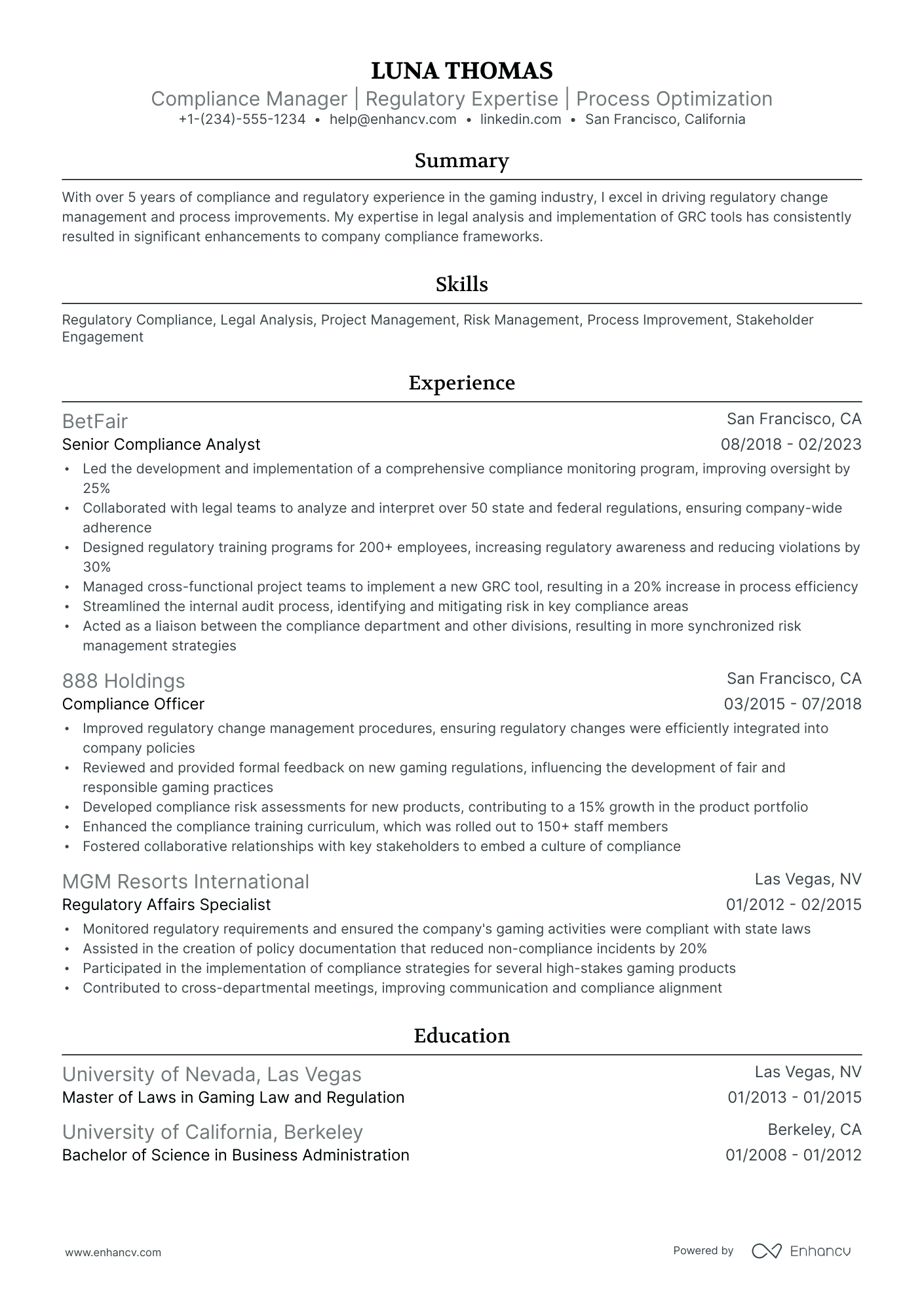 3 Compliance Manager Resume Examples & Guide for 2025
