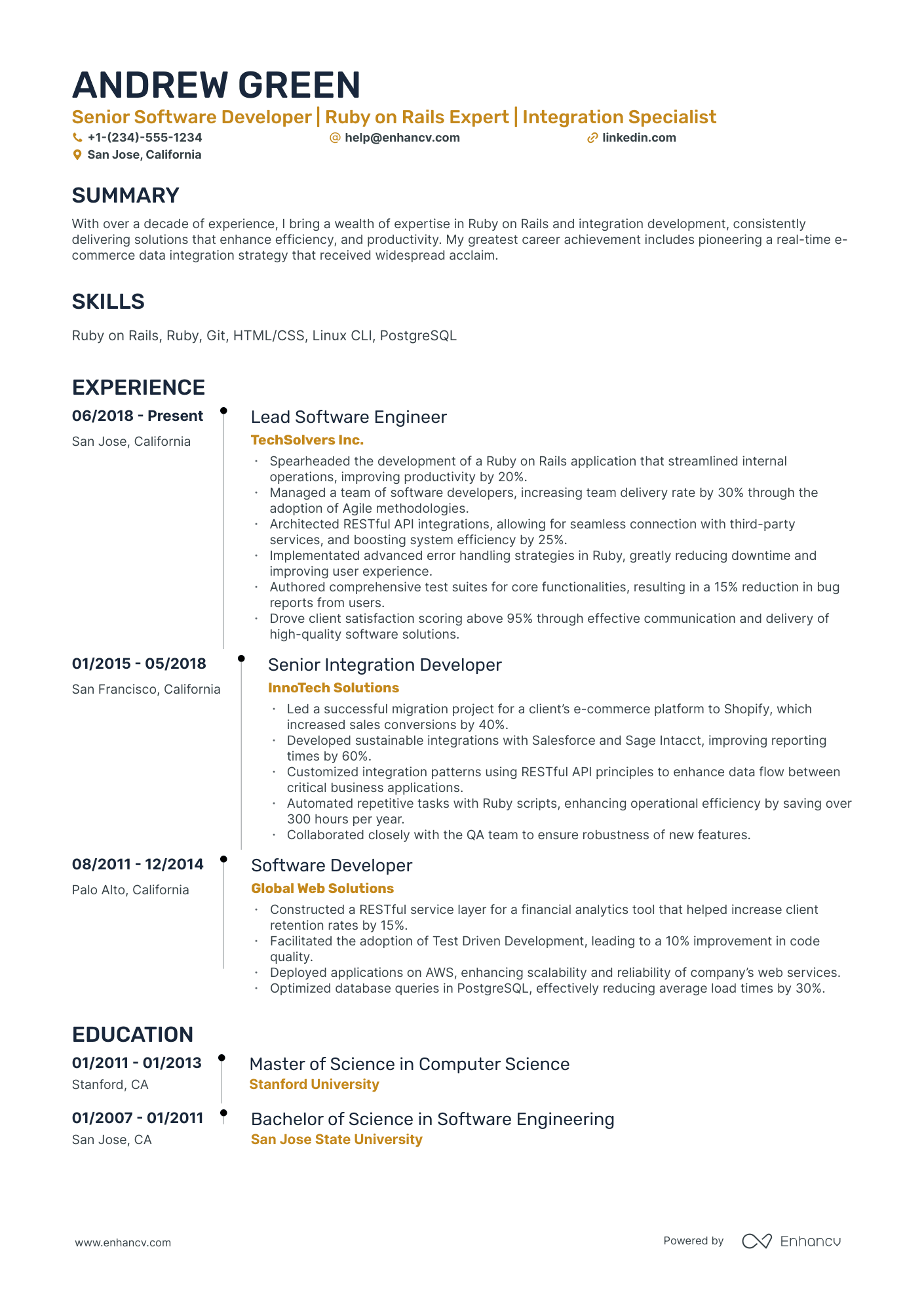 10 Ruby On Rails Developer Resume Examples & Guide for 2025