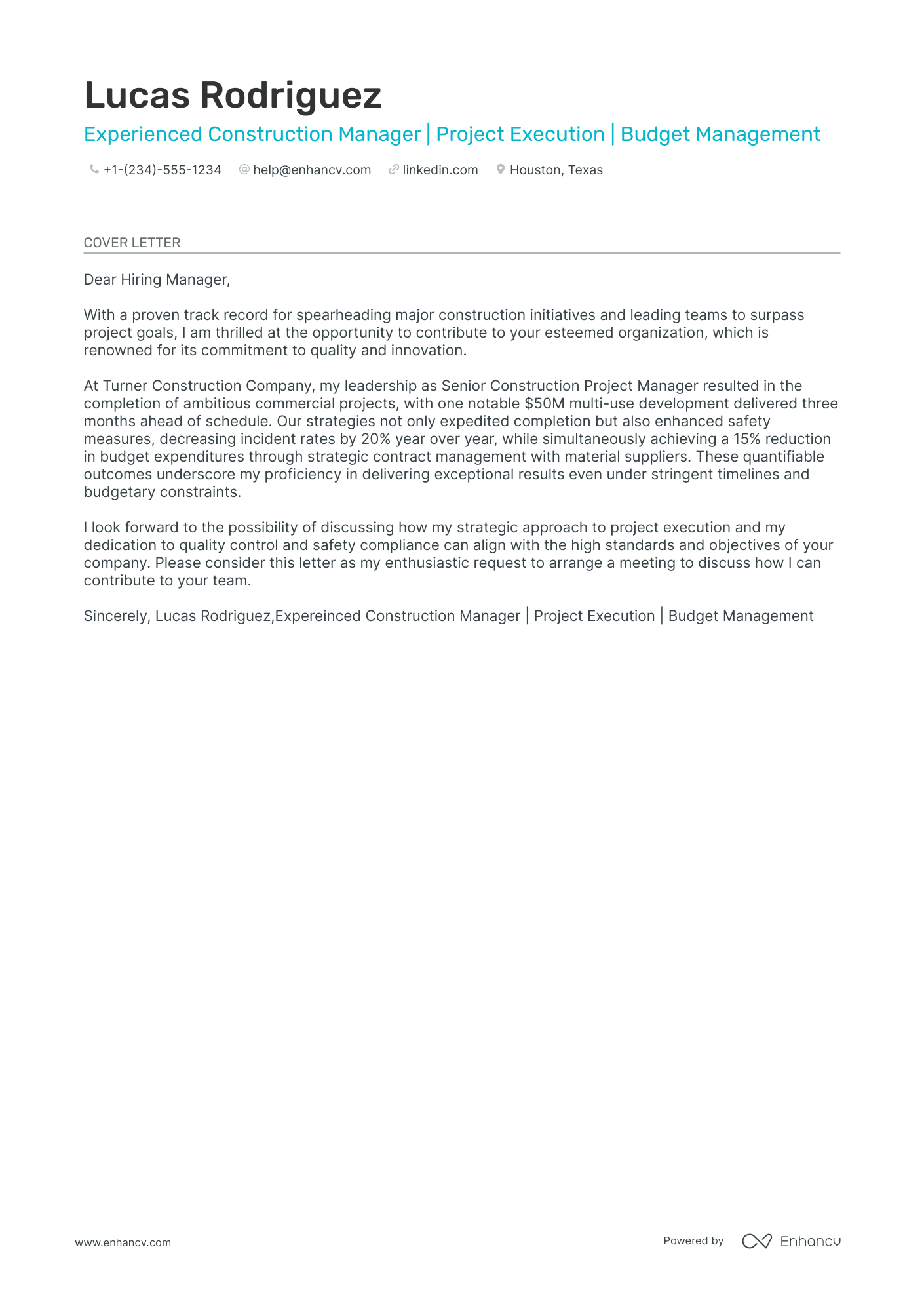 10 Professional Construction Project Manager Cover Letter Examples and ...