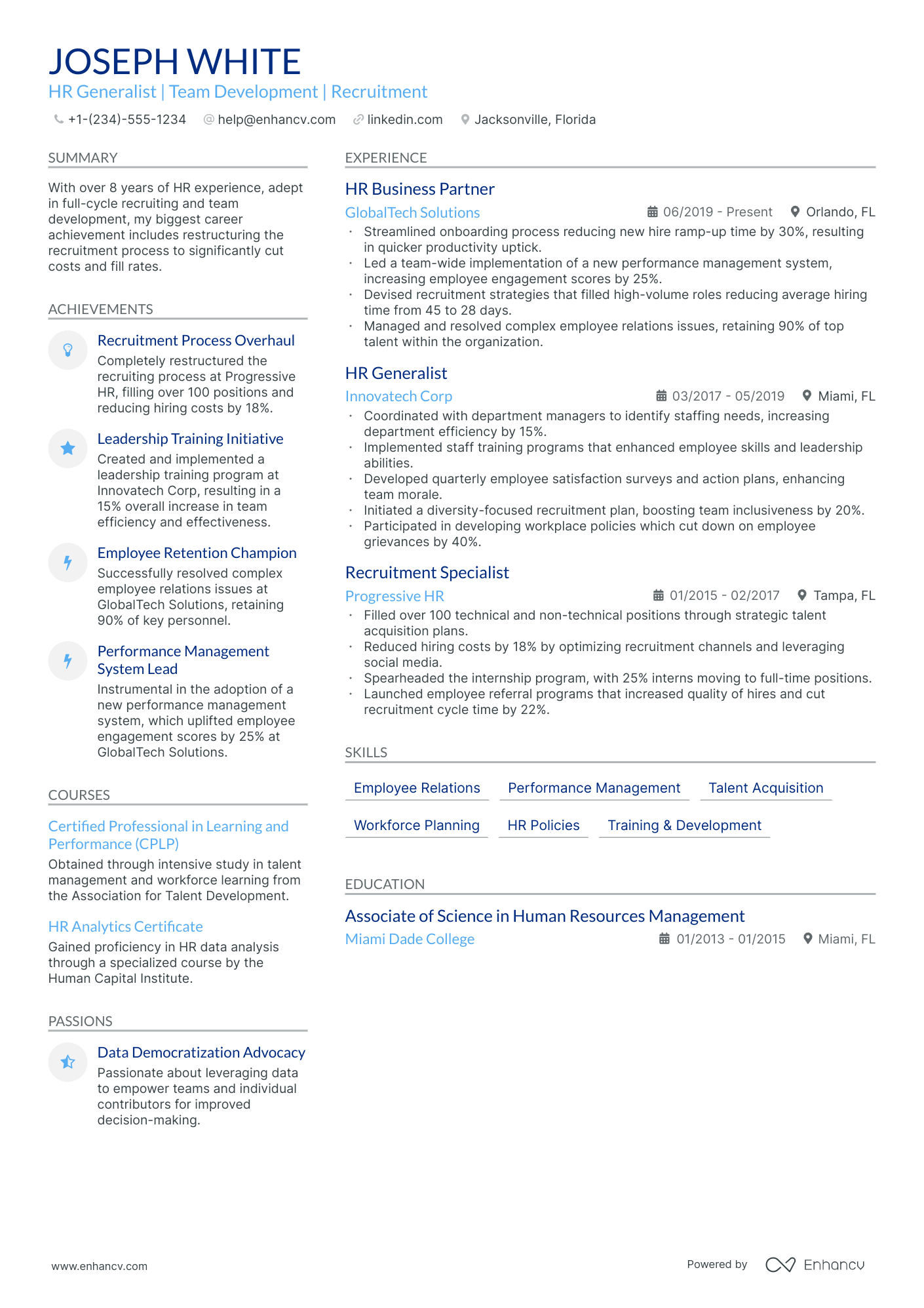 5 HR Generalist Resume Examples & Guide for 2024