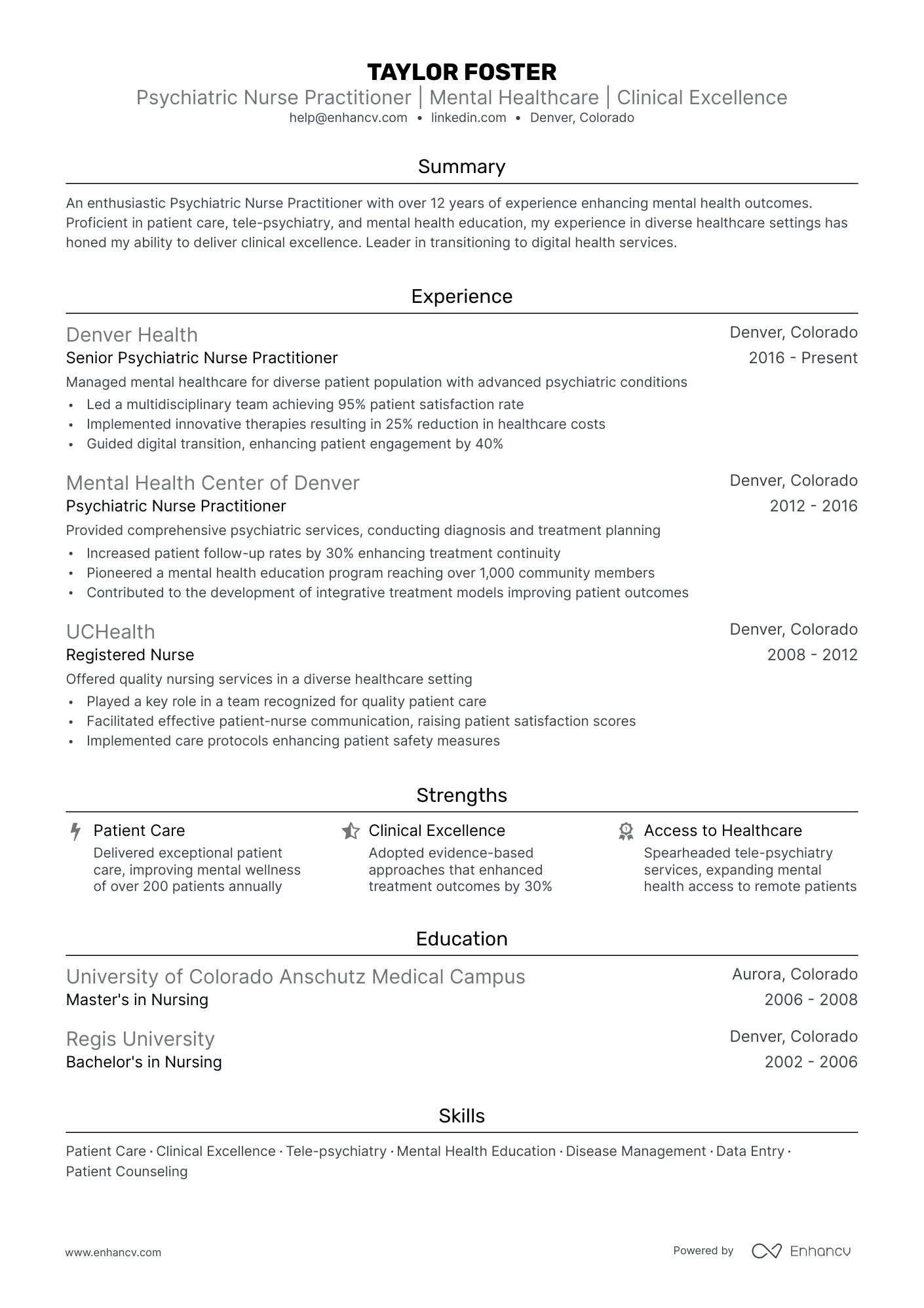 5 Psychiatric Nurse Practitioner Resume Examples & Guide for 2024