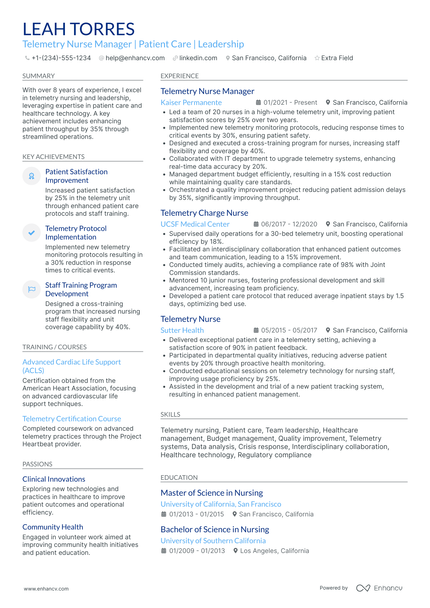 16 Telemetry Nurse Resume Examples & Guide for 2026