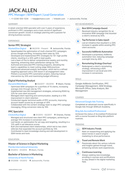 10 PPC Manager Resume Examples & Guide for 2026
