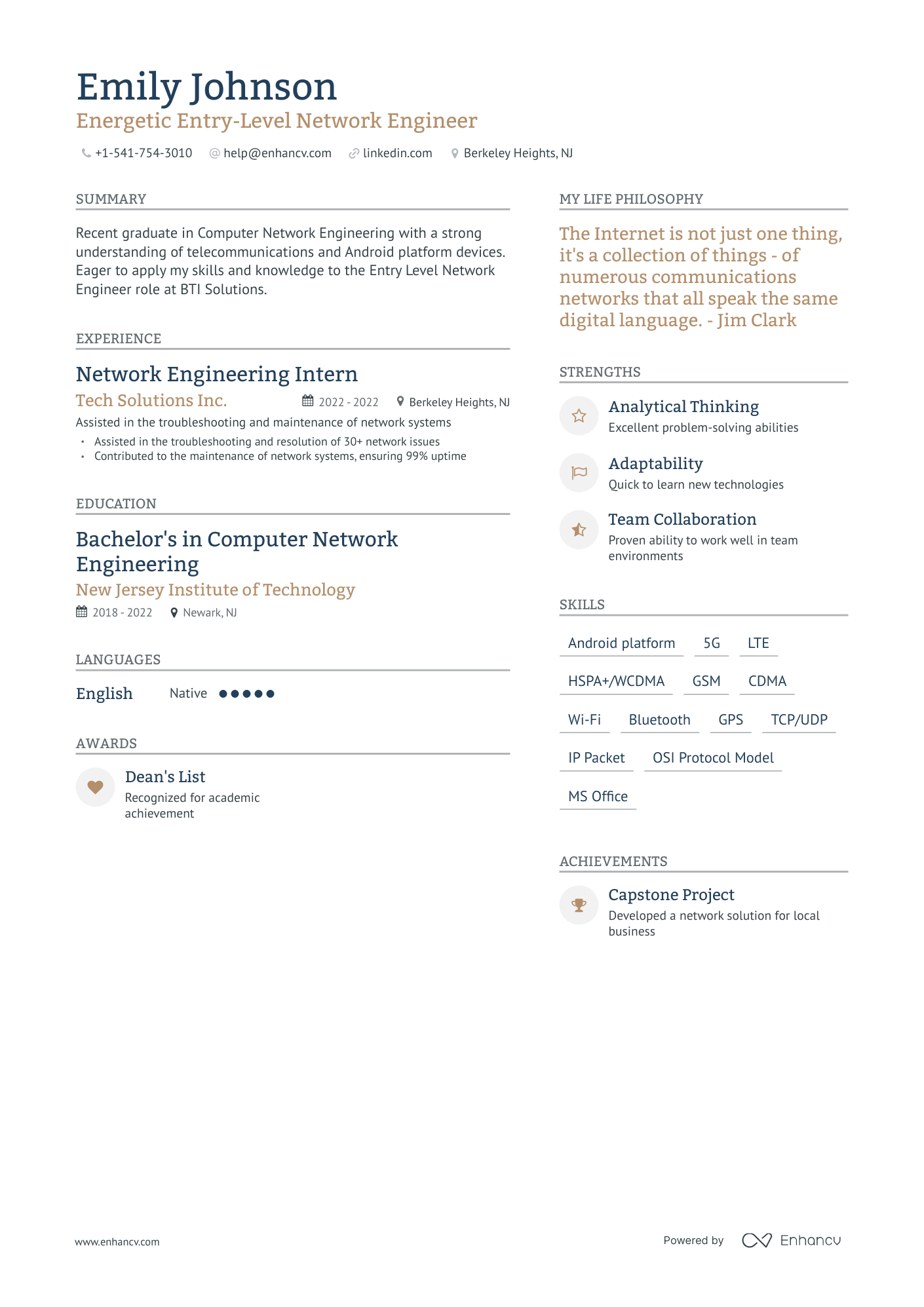 5 Entry Level Network Engineer Resume Examples & Guide for 2024