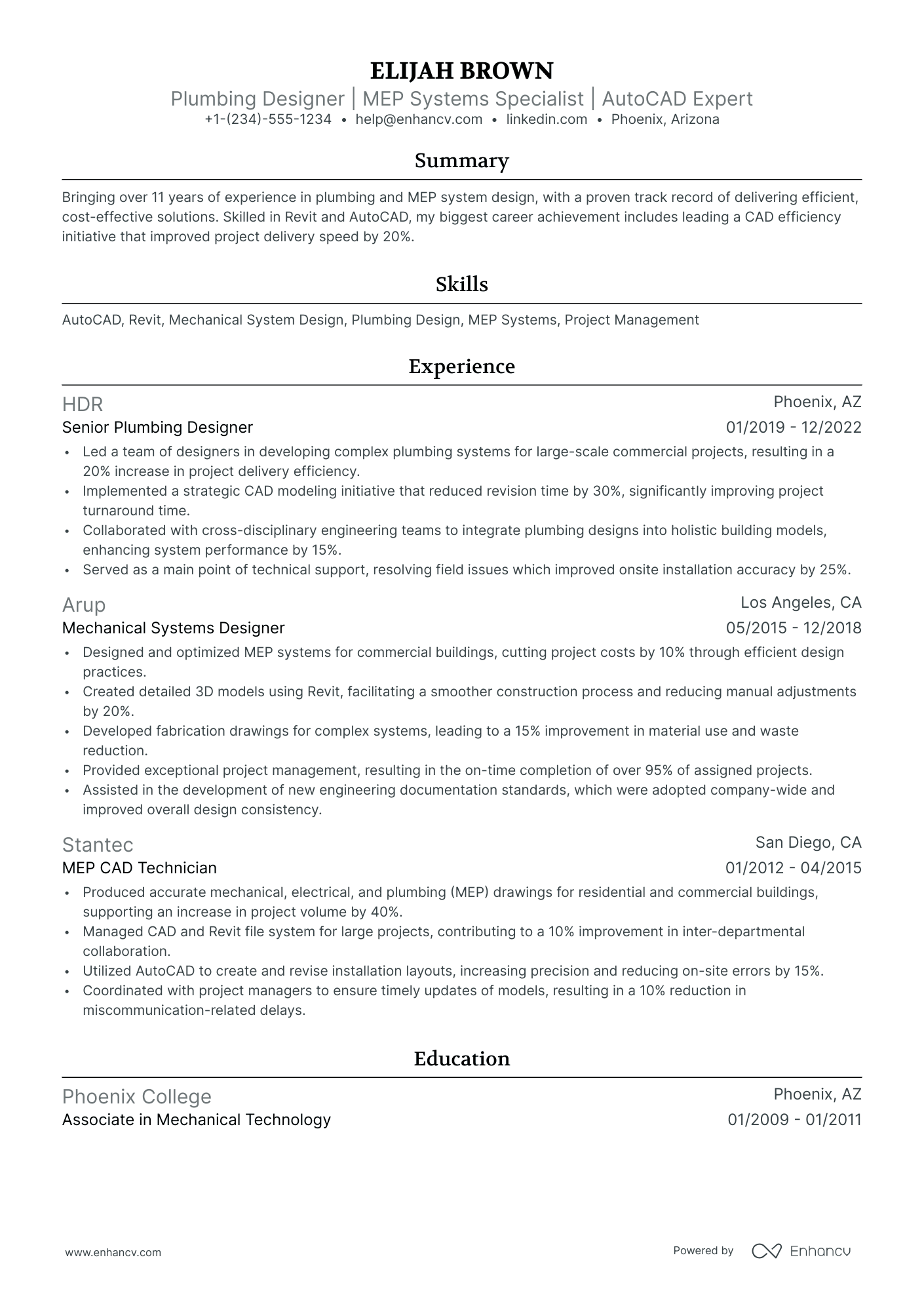 10 Plumbing Designer Resume Examples & Guide for 2025
