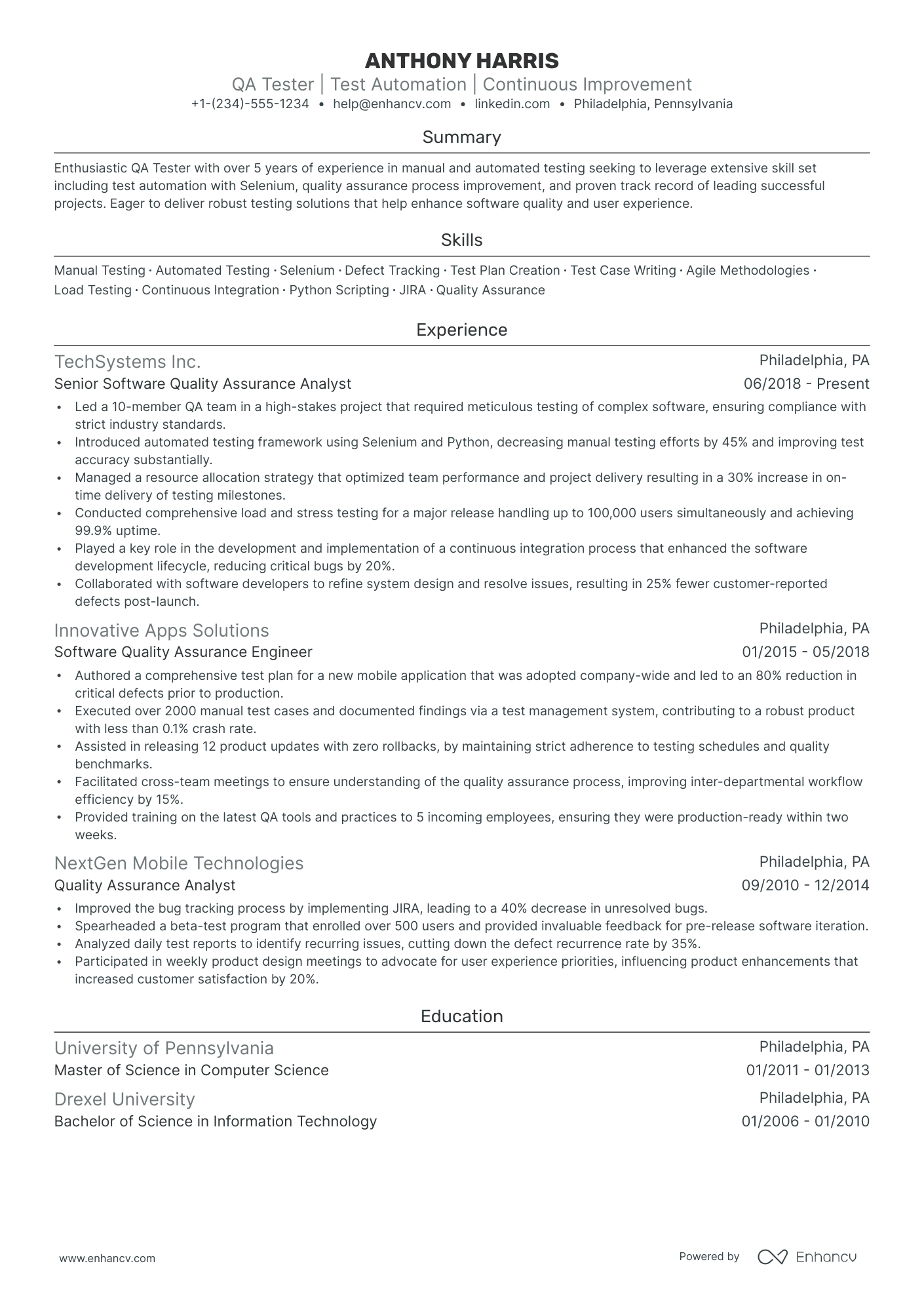 5 Software Tester Resume Examples & Guide for 2024