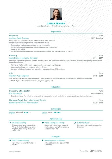 5 Audio Engineer Resume Examples & Guide for 2023