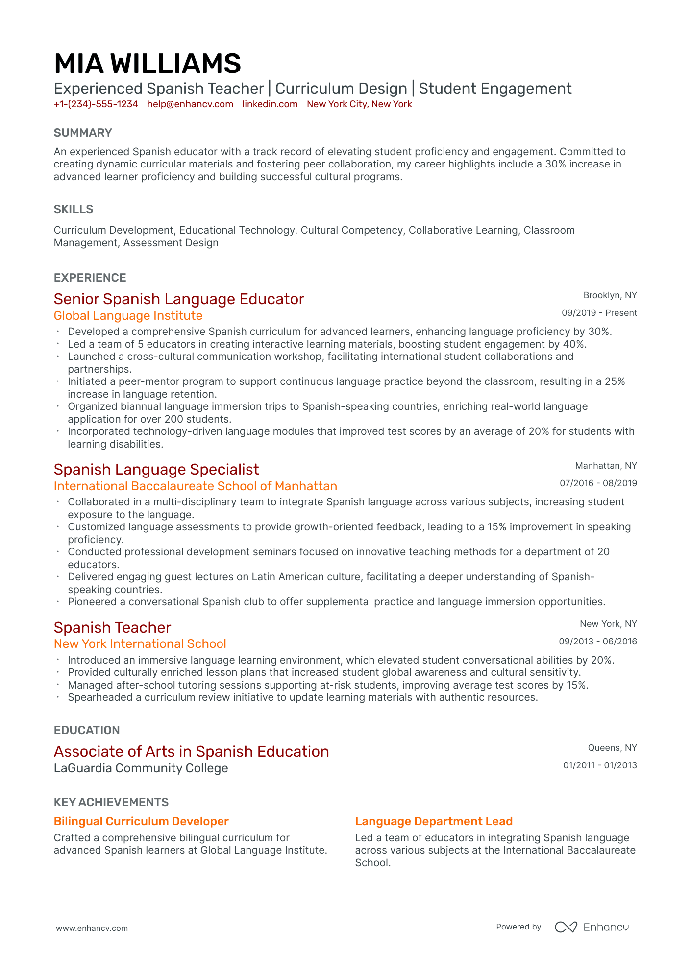 10 Spanish Teacher Resume Examples & Guide for 2026