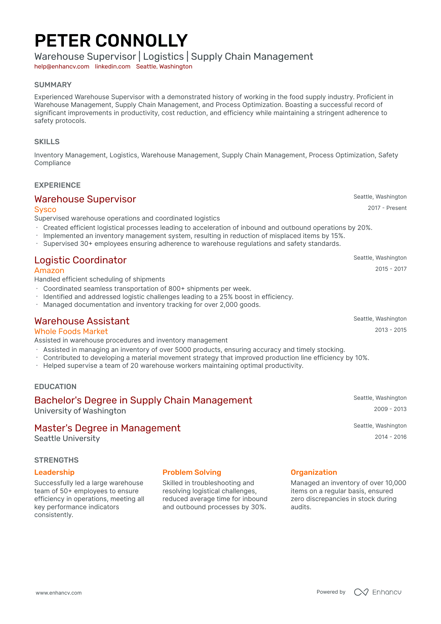 10 Warehouse Supervisor Resume Examples, Templates & Guide for 2025