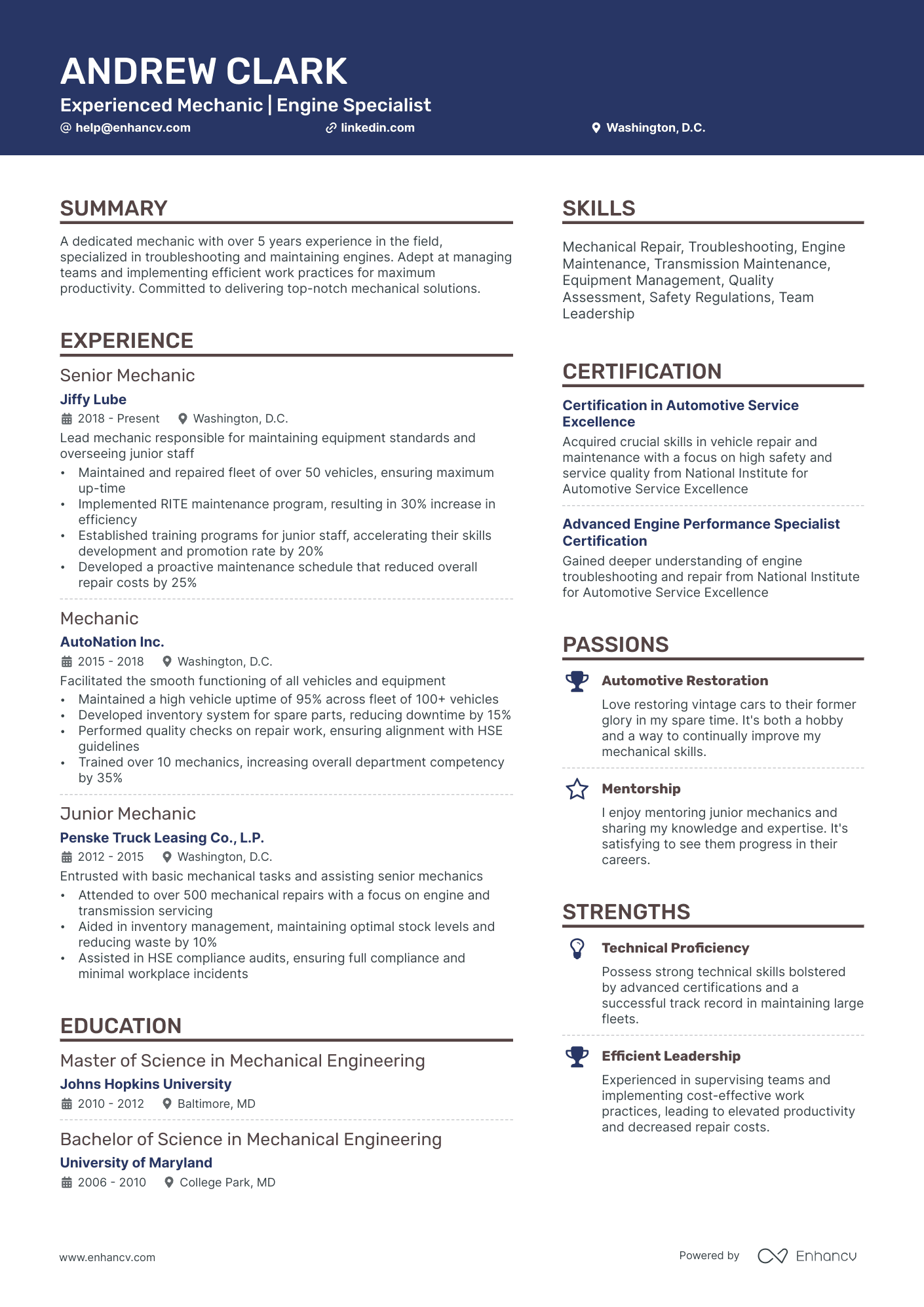 10 Maintenance Mechanic Resume Examples & Guide for 2026